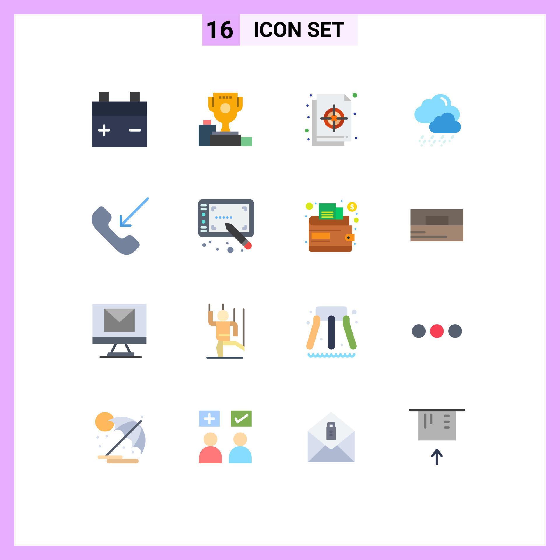 User Interface Pack Of 16 Basic Flat Colors Of Mobile Cloud Circular Weather File Editable Pack