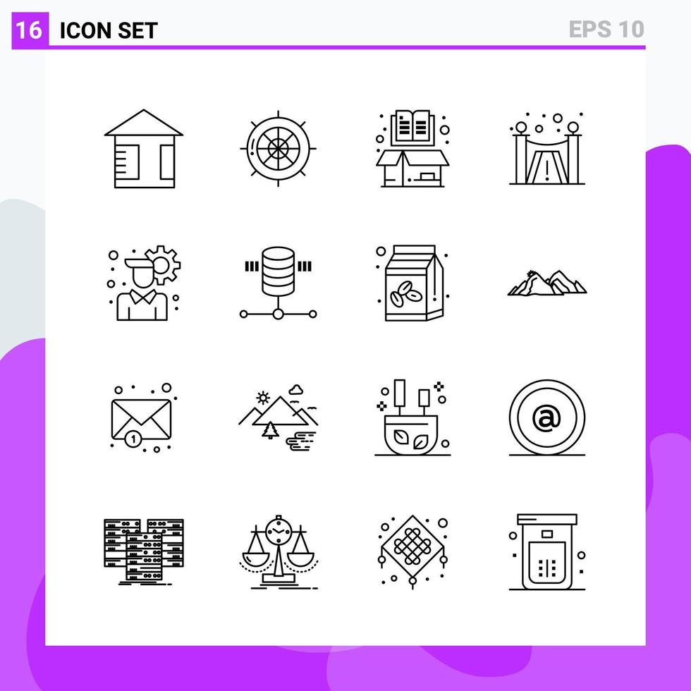 Set of 16 icons in Line style Creative Outline Symbols for Website ...