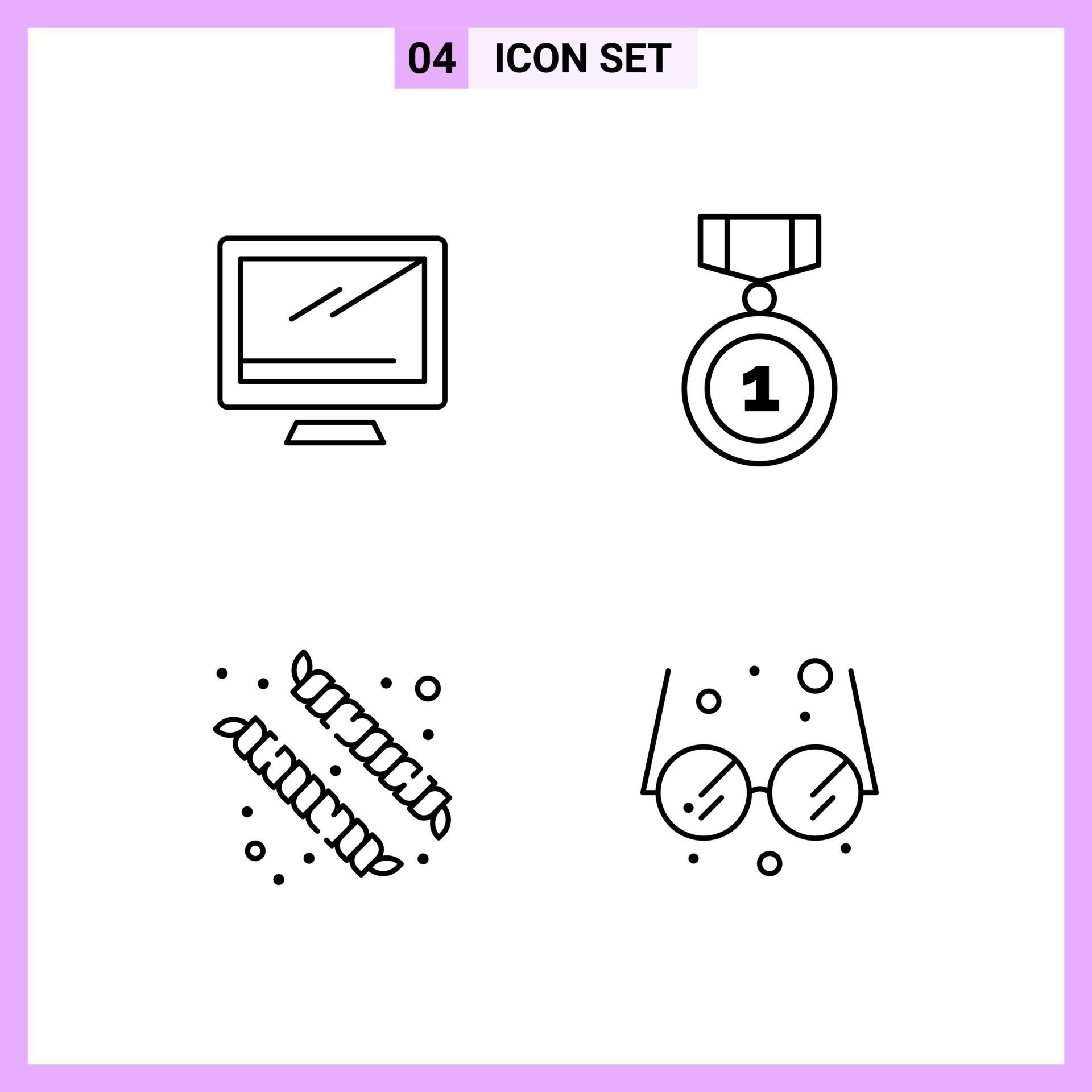 4 Icons in Line Style Outline Symbols on White Background Creative ...
