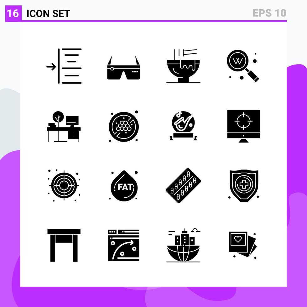 Set of 16 icons in solid style Creative Glyph Symbols for Website ...