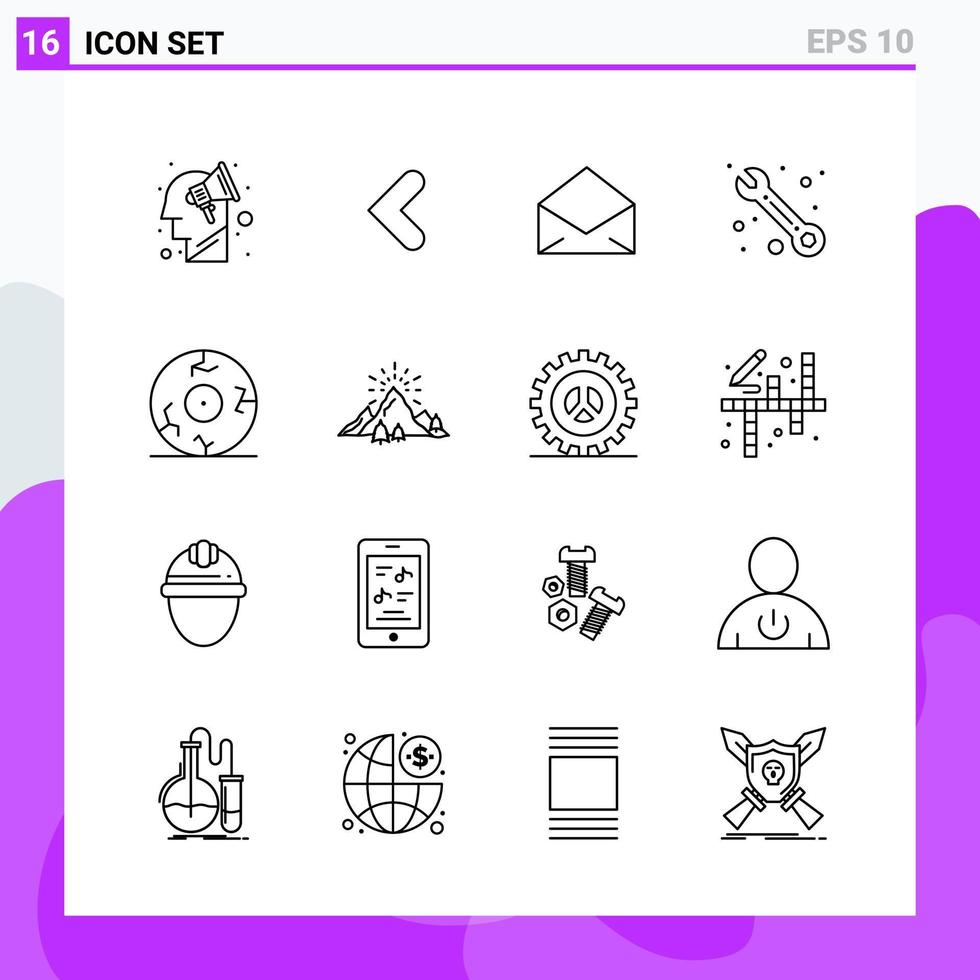 Set of 16 icons in Line style Creative Outline Symbols for Website ...
