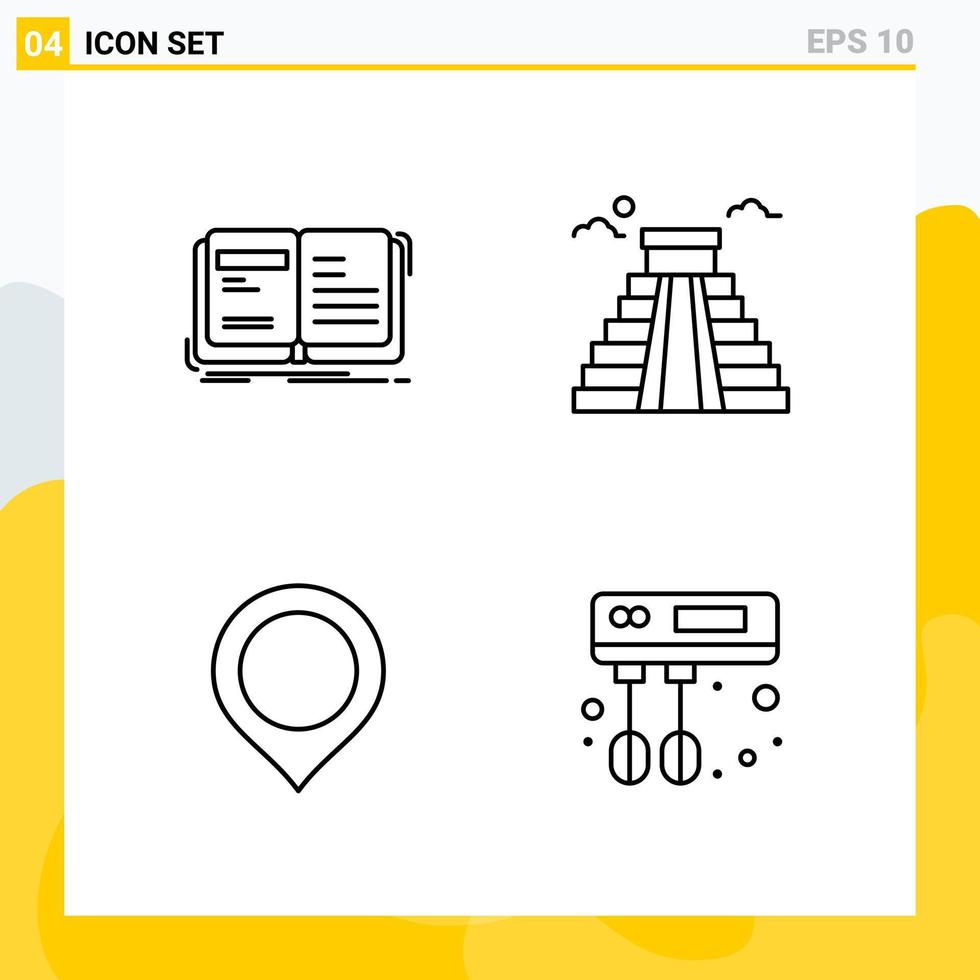 Collection of 4 Universal Line Icons Icon Set for Web and Mobile ...
