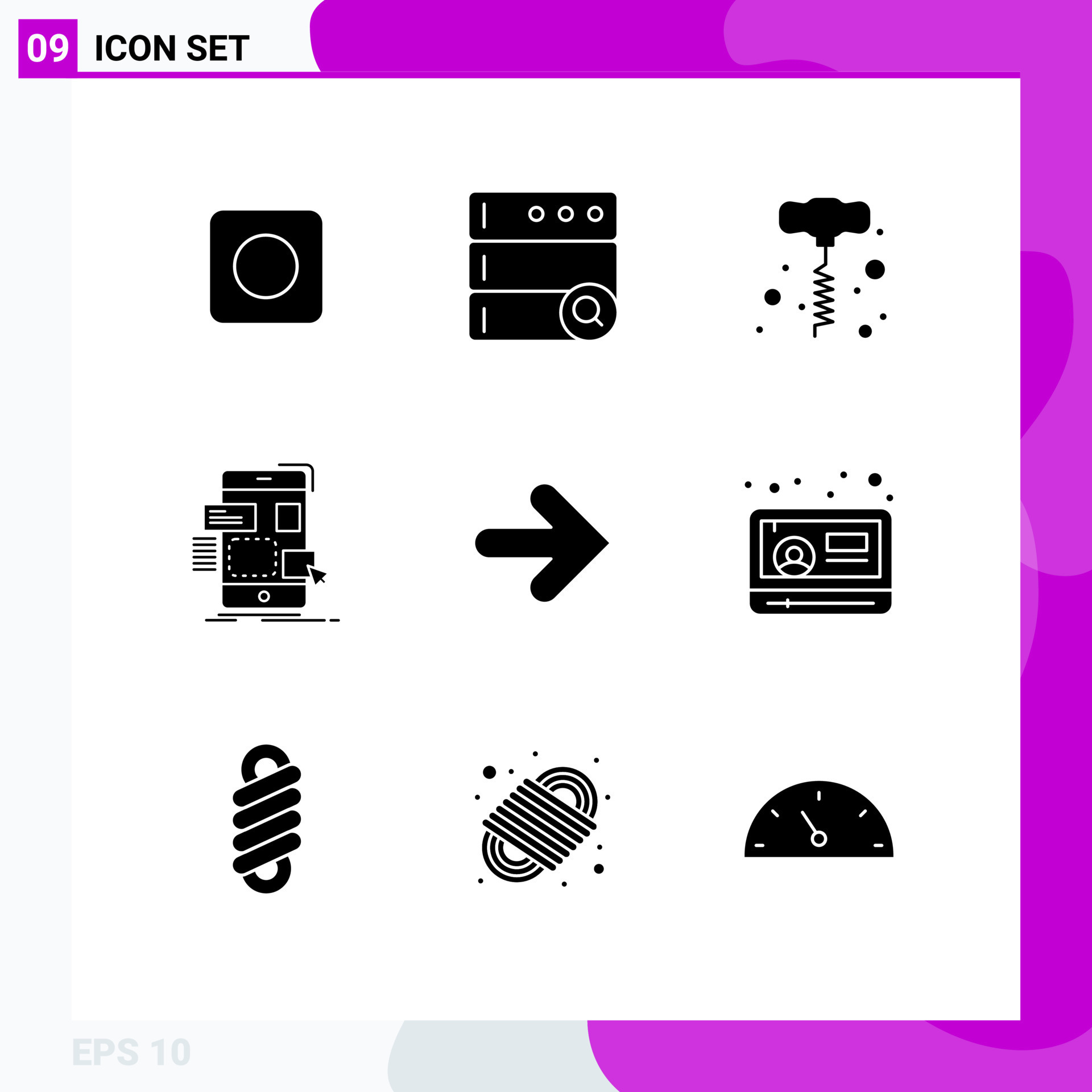 9 Universal Solid Glyphs Set For Web And Mobile Applications Right Forward Power Tools Arrow Ui