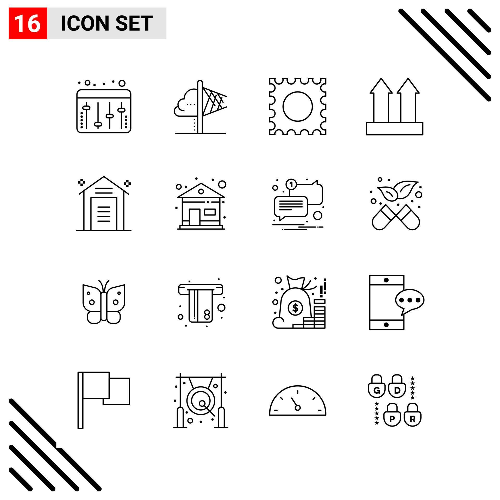 Pixle Perfect Set Of 16 Line Icons Outline Icon Set For Webite