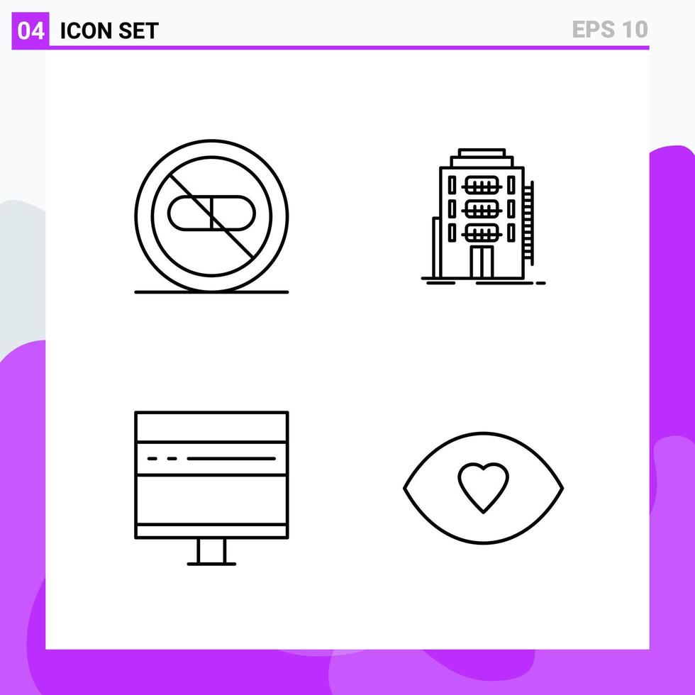 Set of 4 icons in Line style Creative Outline Symbols for Website ...