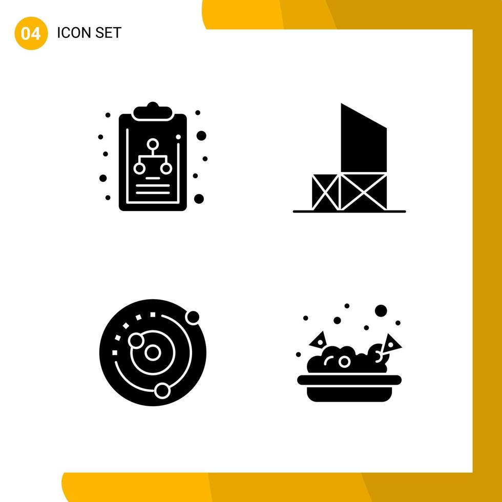 4 Icon Set Solid Style Icon Pack Glyph Symbols isolated on White ...