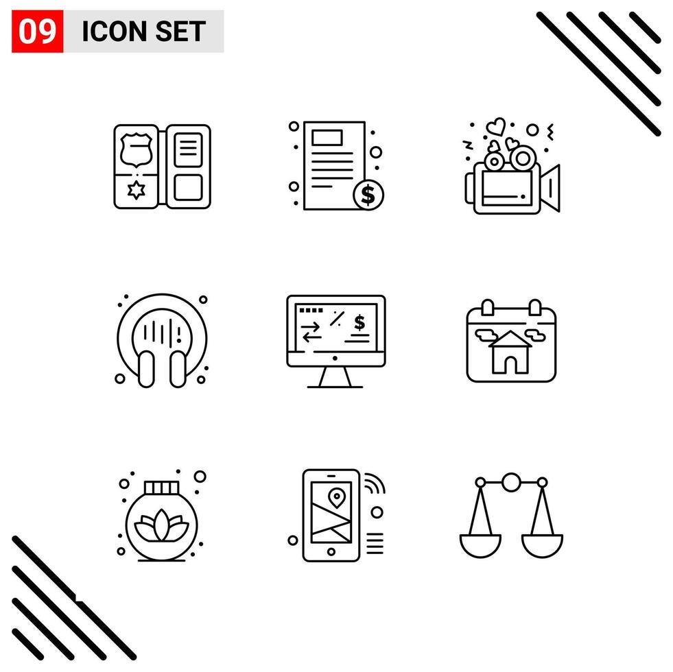 Pixle Perfect Set of 9 Line Icons Outline Icon Set for Webite Designing ...