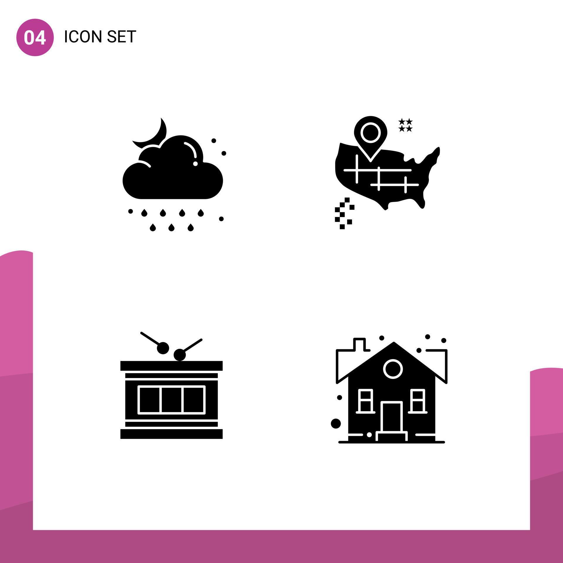 Pack of 4 Modern Solid Glyphs Signs and Symbols for Web Print Media ...