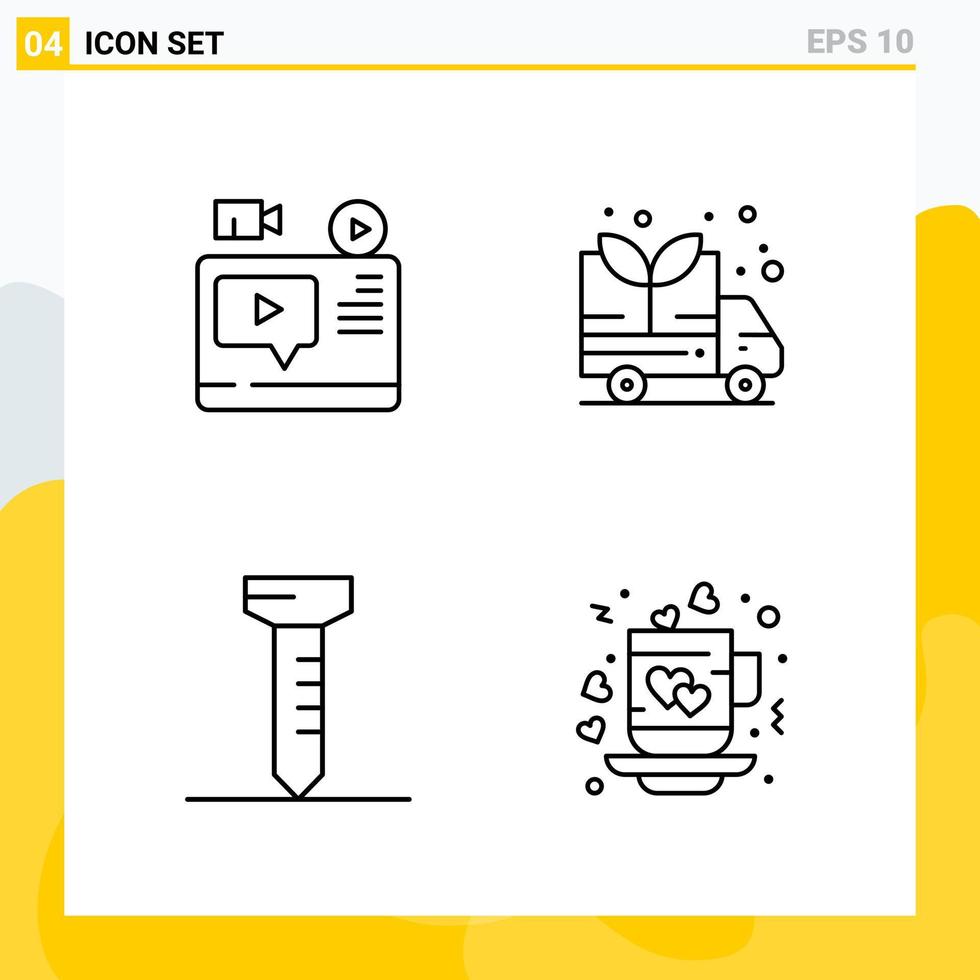Collection of 4 Universal Line Icons Icon Set for Web and Mobile ...