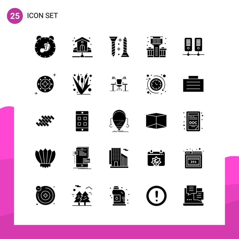 Glyph Icon set Pack of 25 Solid Icons isolated on White Background for ...