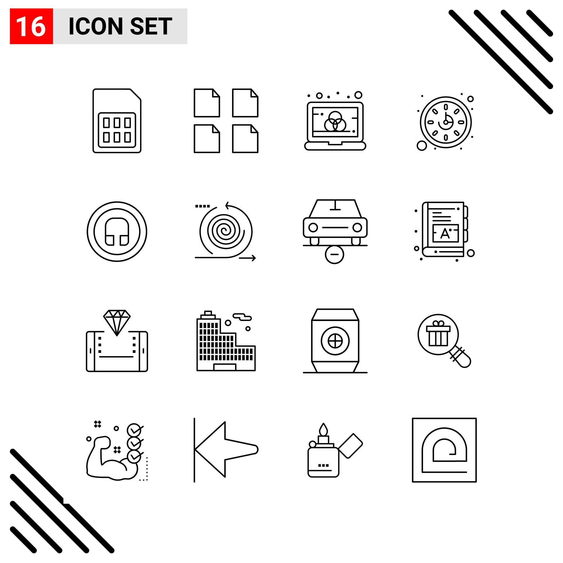 Pixle Perfect Set Of 16 Line Icons Outline Icon Set For Webite Designing And Mobile Applications