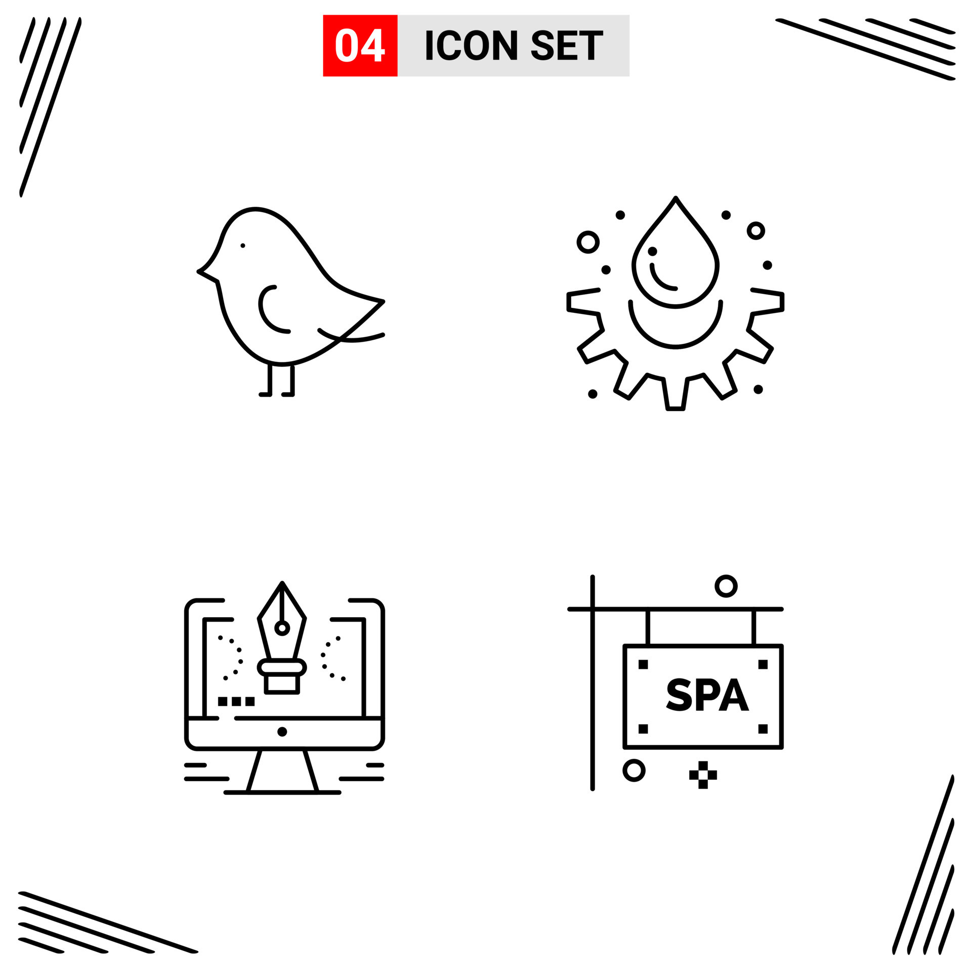 4 Icons Line Style Grid Based Creative Outline Symbols For Website Design Simple Line Icon Signs