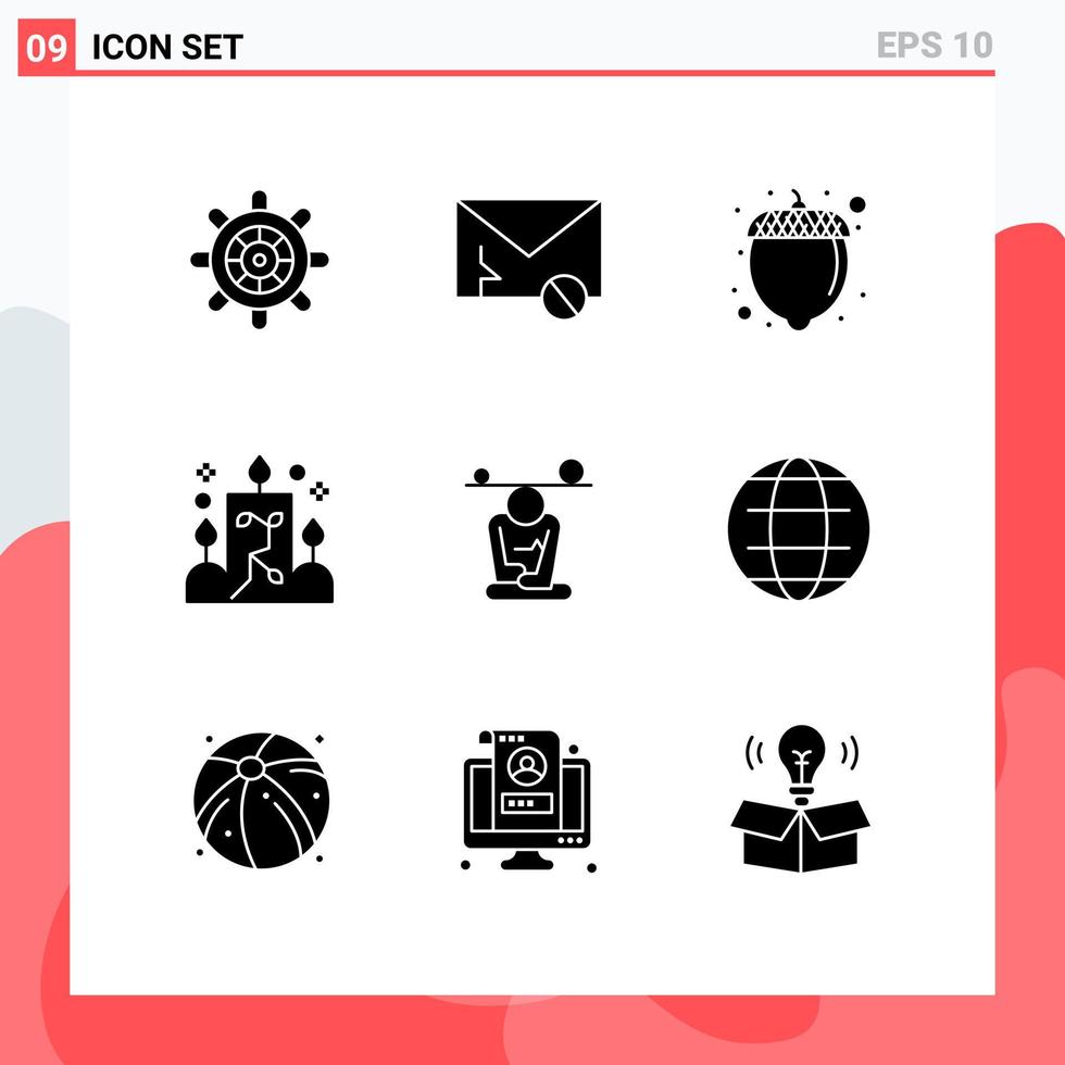 paquete de iconos de vectores de stock de 9 signos y símbolos de línea para la meditación ...