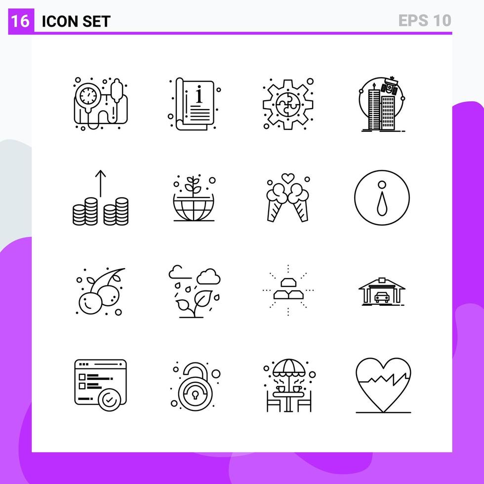 Set of 16 icons in Line style Creative Outline Symbols for Website ...
