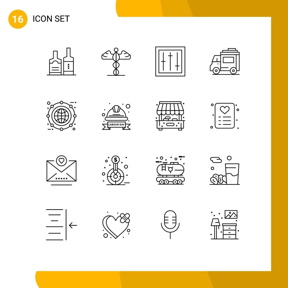 16 Universal Outlines Set For Web And Mobile Applications Globe People Devices Car Products