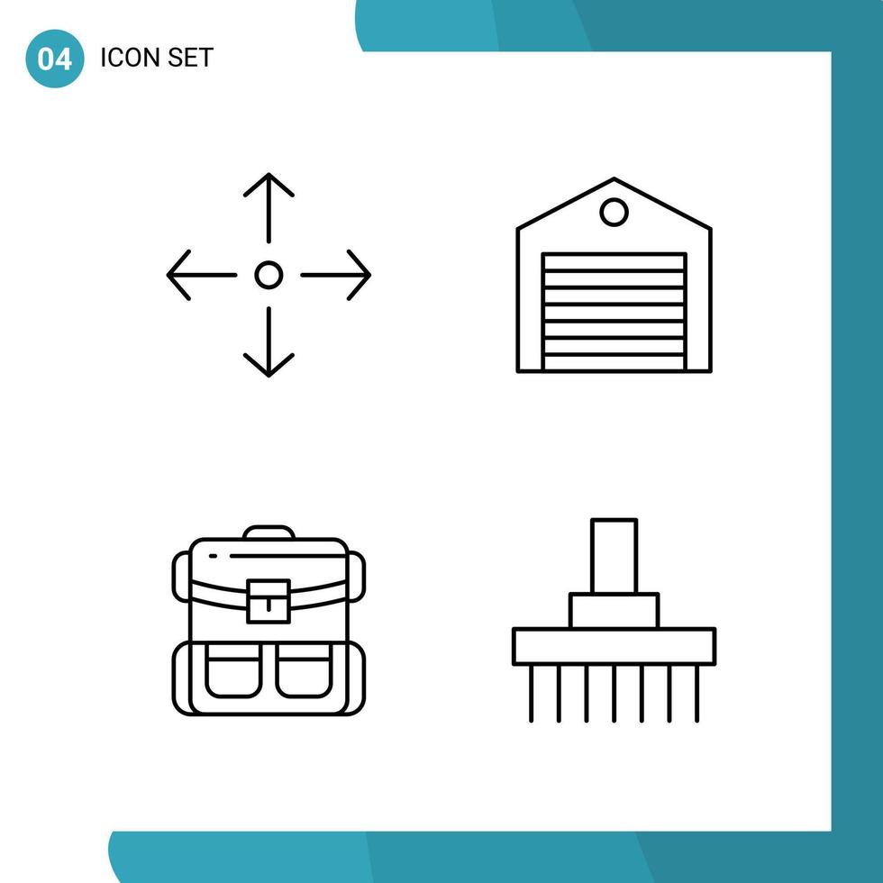 Vector Pack of 4 Outline Symbols Line Style Icon Set on White ...
