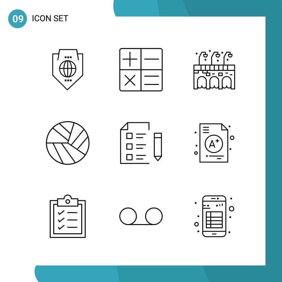 Vector Pack of 9 Outline Symbols Line Style Icon Set on White ...