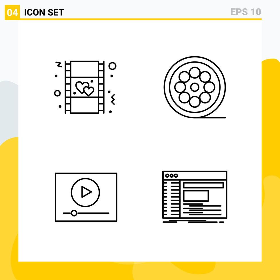 Collection of 4 Universal Line Icons Icon Set for Web and Mobile ...