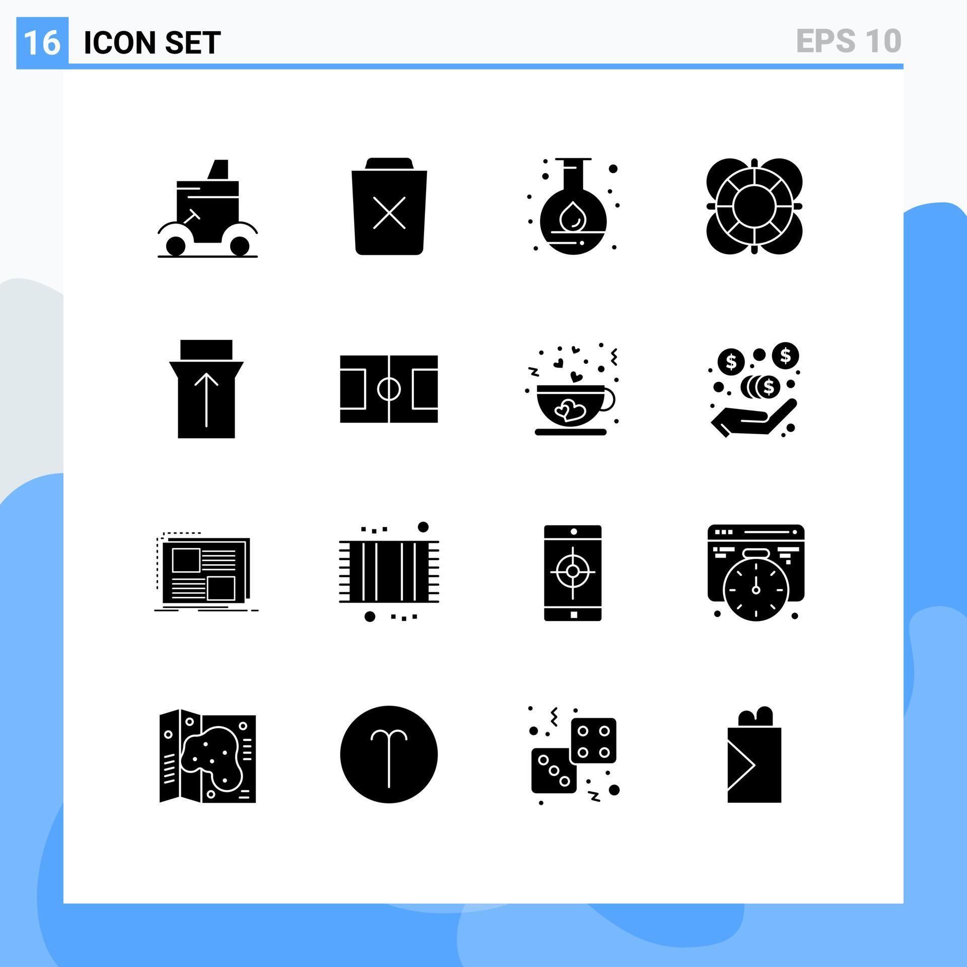 Mobile Interface Solid Glyph Set of 16 Pictograms of outline help ...
