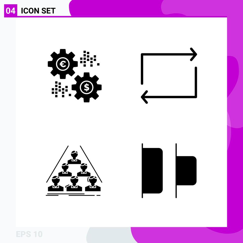 Solid Icon set Pack of 4 Glyph Icons isolated on White Background for ...