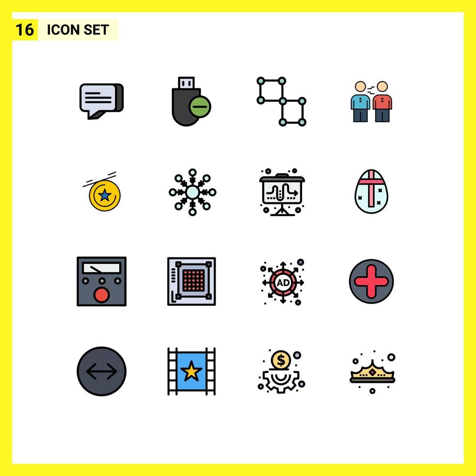 Stock Vector Icon Pack Of 16 Line Signs And Symbols For Handshake Cooperation Bound Business