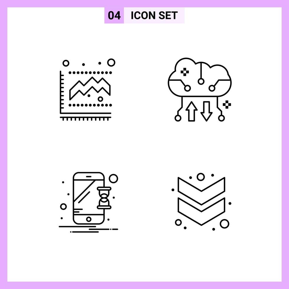 4 Icons in Line Style Outline Symbols on White Background Creative ...