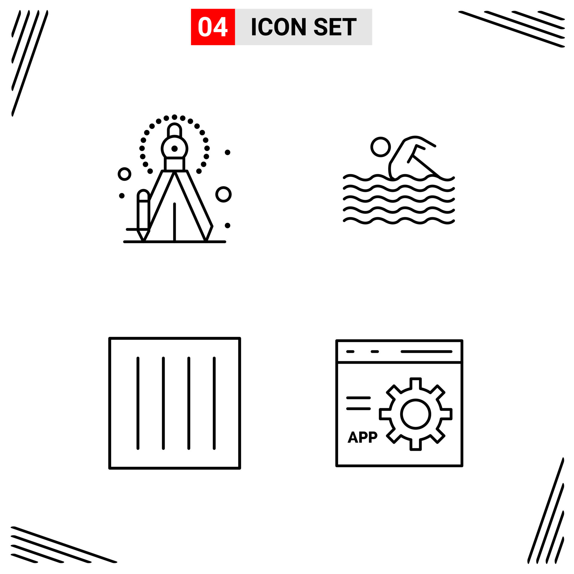 4 Icons Line Style Grid Based Creative Outline Symbols For Website Design Simple Line Icon Signs