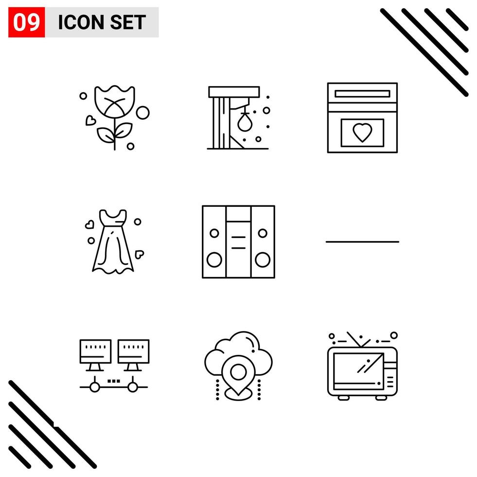 Pixle Perfect Set of 9 Line Icons Outline Icon Set for Webite Designing ...