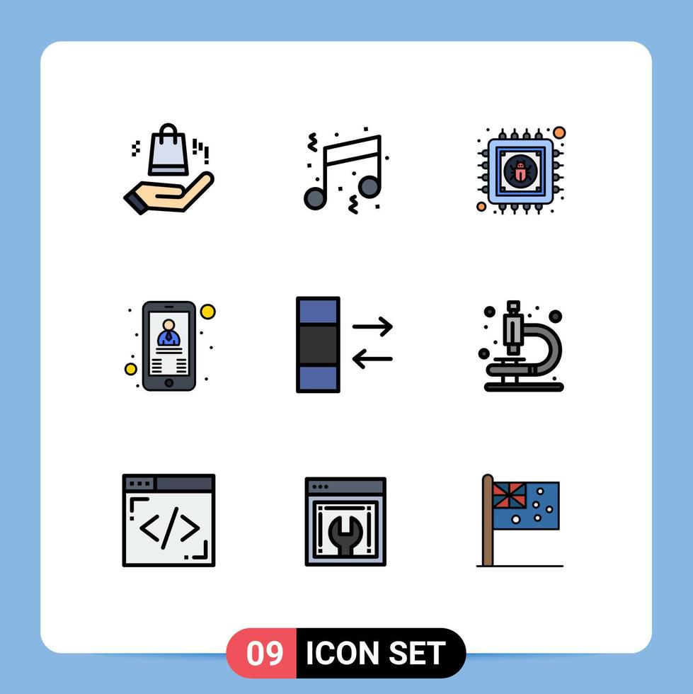 Filledline Flat Color Pack Of 9 Universal Symbols Of Data Boss Antivirus User Contact Editable