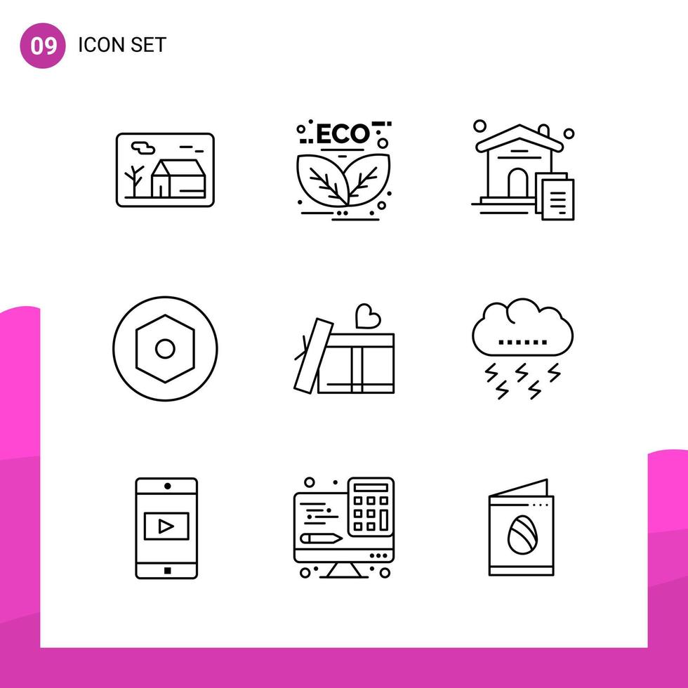 Outline Icon set Pack of 9 Line Icons isolated on White Background for responsive Website Design ...