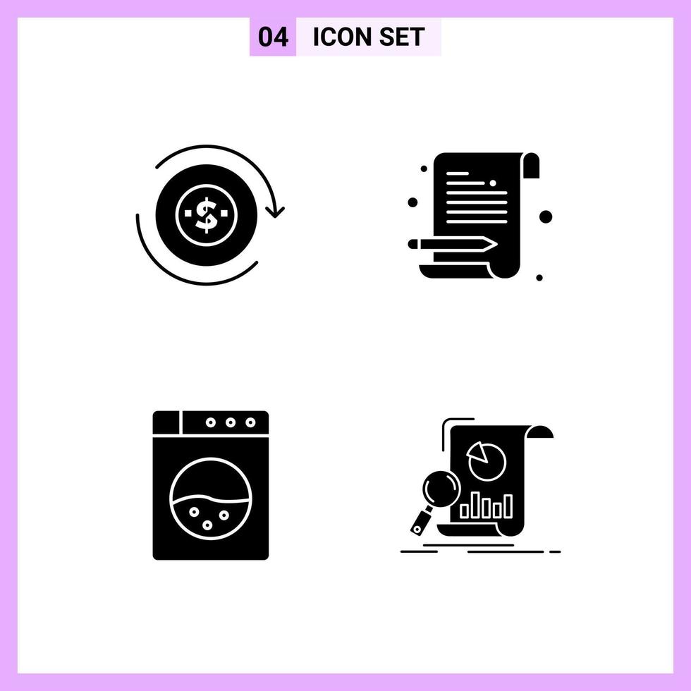 4 Icons in Solid Style Glyph Symbols on White Background Creative ...