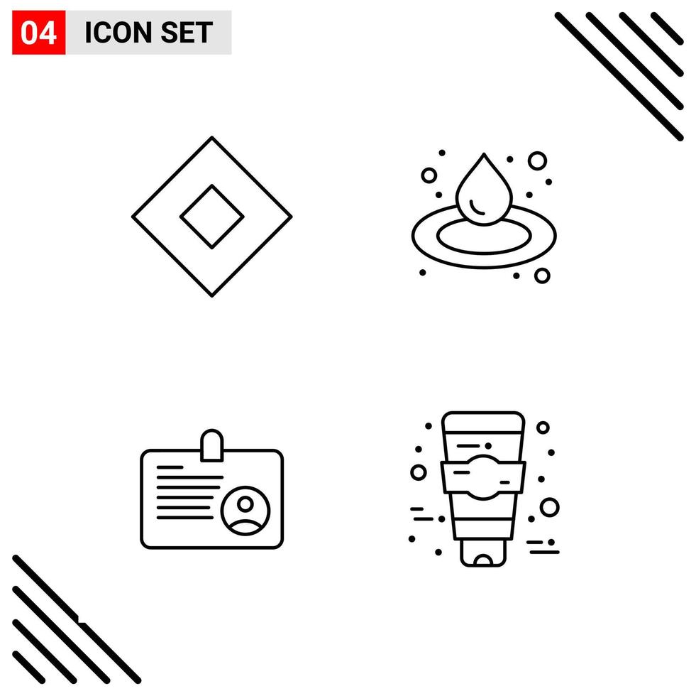 Pixle Perfect Set Of 4 Line Icons Outline Icon Set For Webite Designing And Mobile Applications