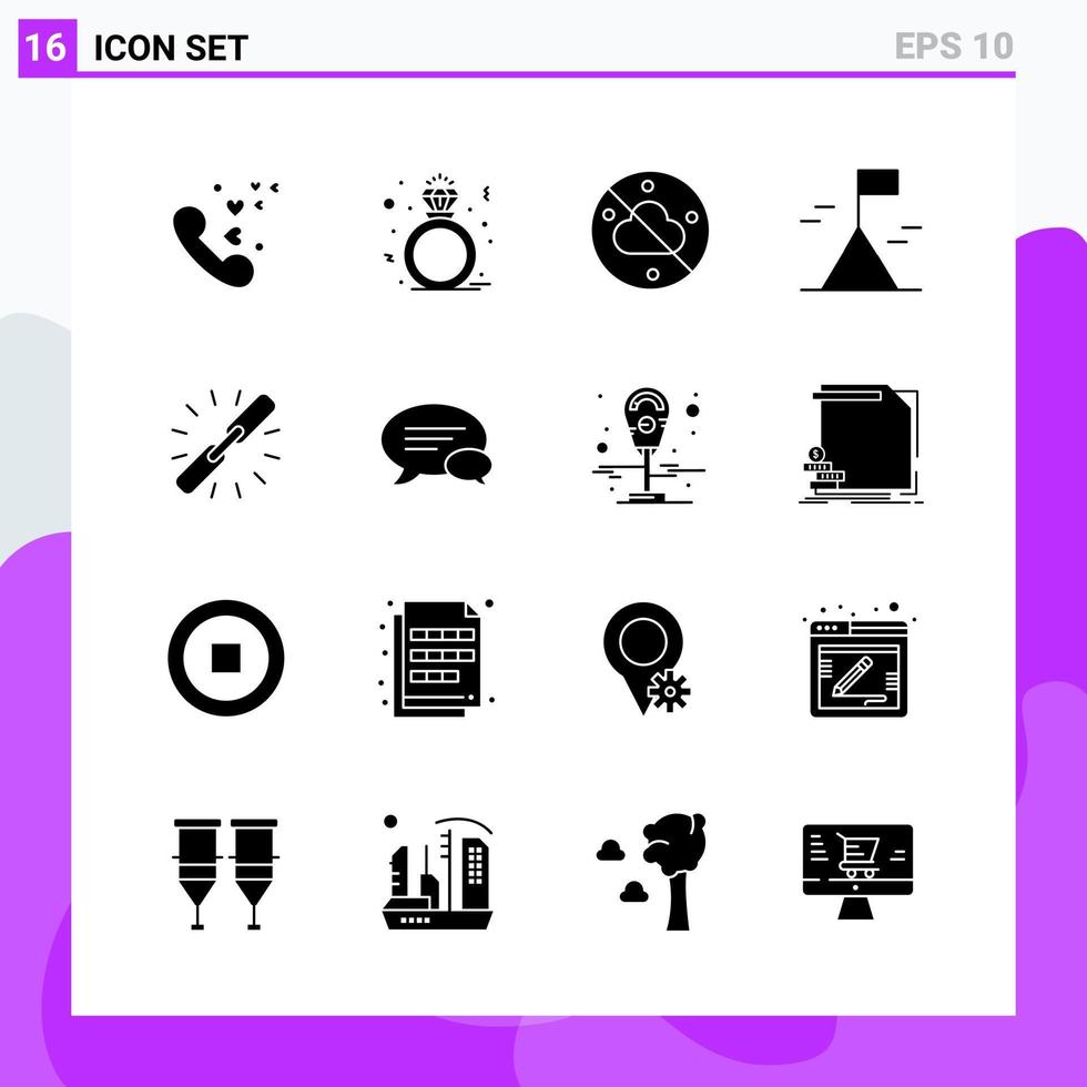 Set of 16 icons in solid style Creative Glyph Symbols for Website ...