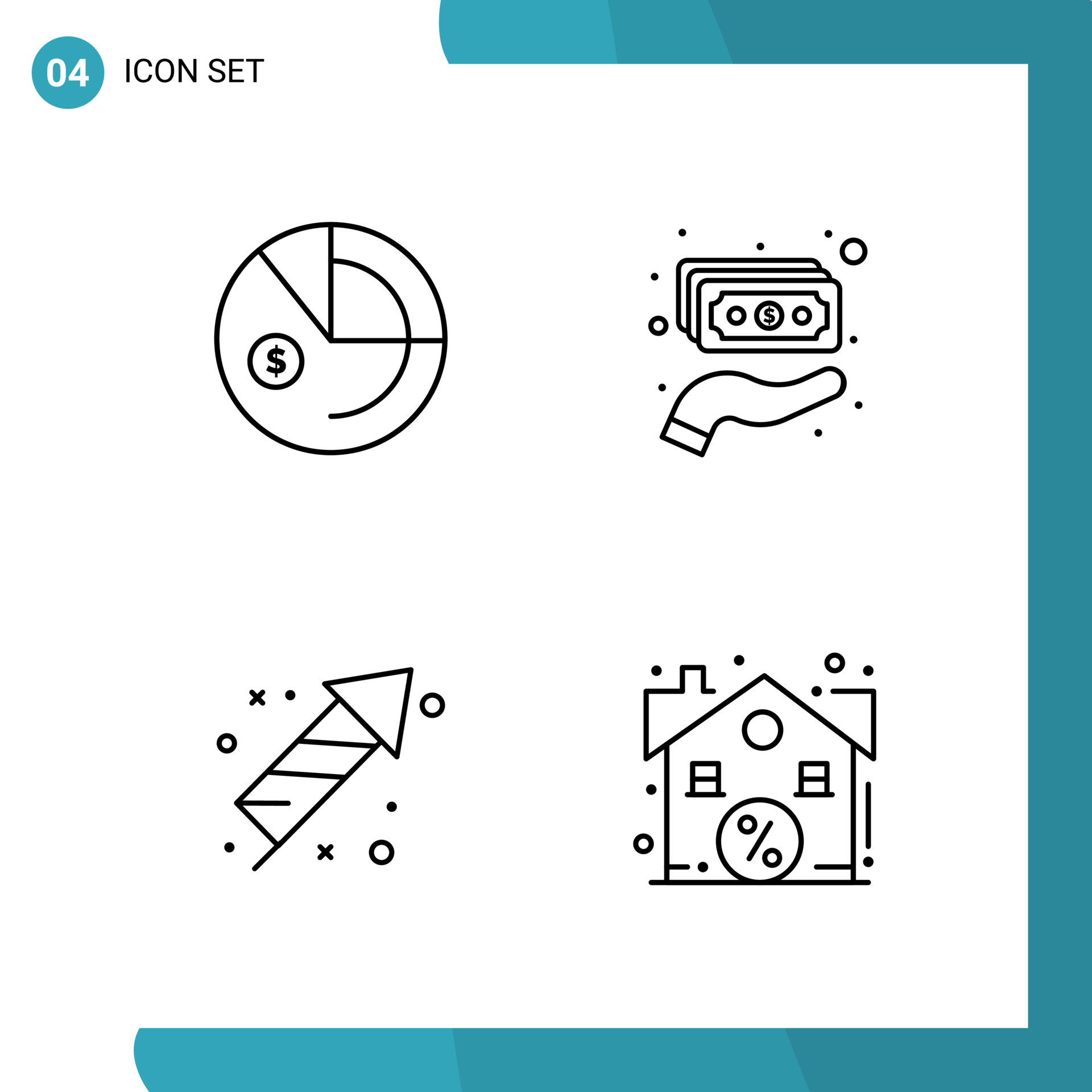 Vector Pack Of 4 Outline Symbols Line Style Icon Set On White