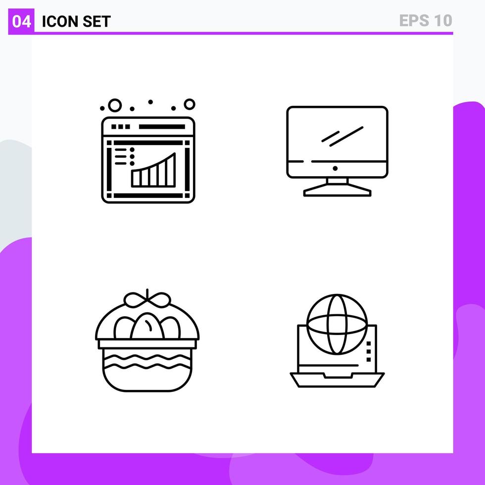 Set of 4 icons in Line style Creative Outline Symbols for Website ...