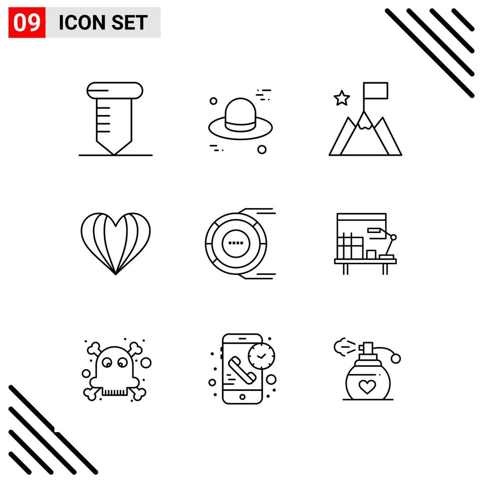 Pixle Perfect Set of 9 Line Icons Outline Icon Set for Webite Designing ...