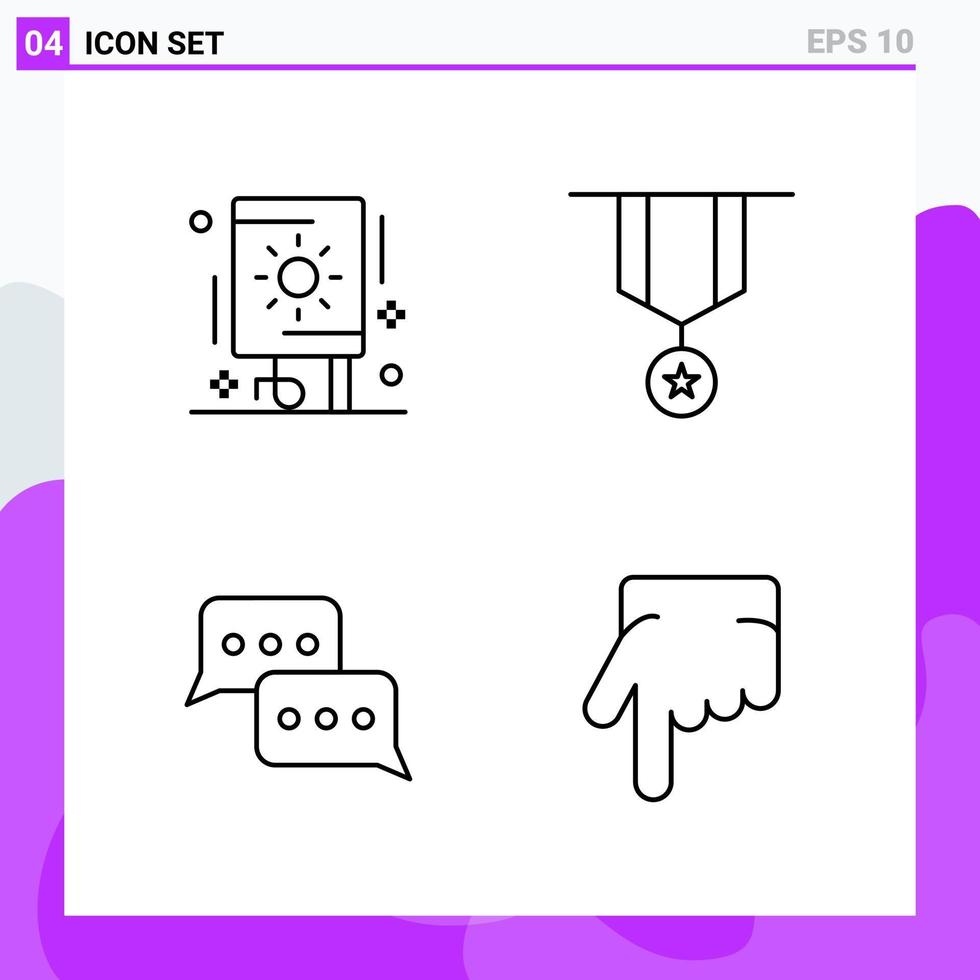Set of 4 icons in Line style Creative Outline Symbols for Website ...