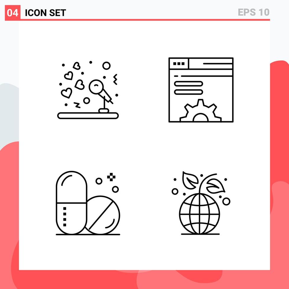 Collection Of 4 Vector Icons In Line Style Modern Outline Symbols For Web And Mobile Line Icon