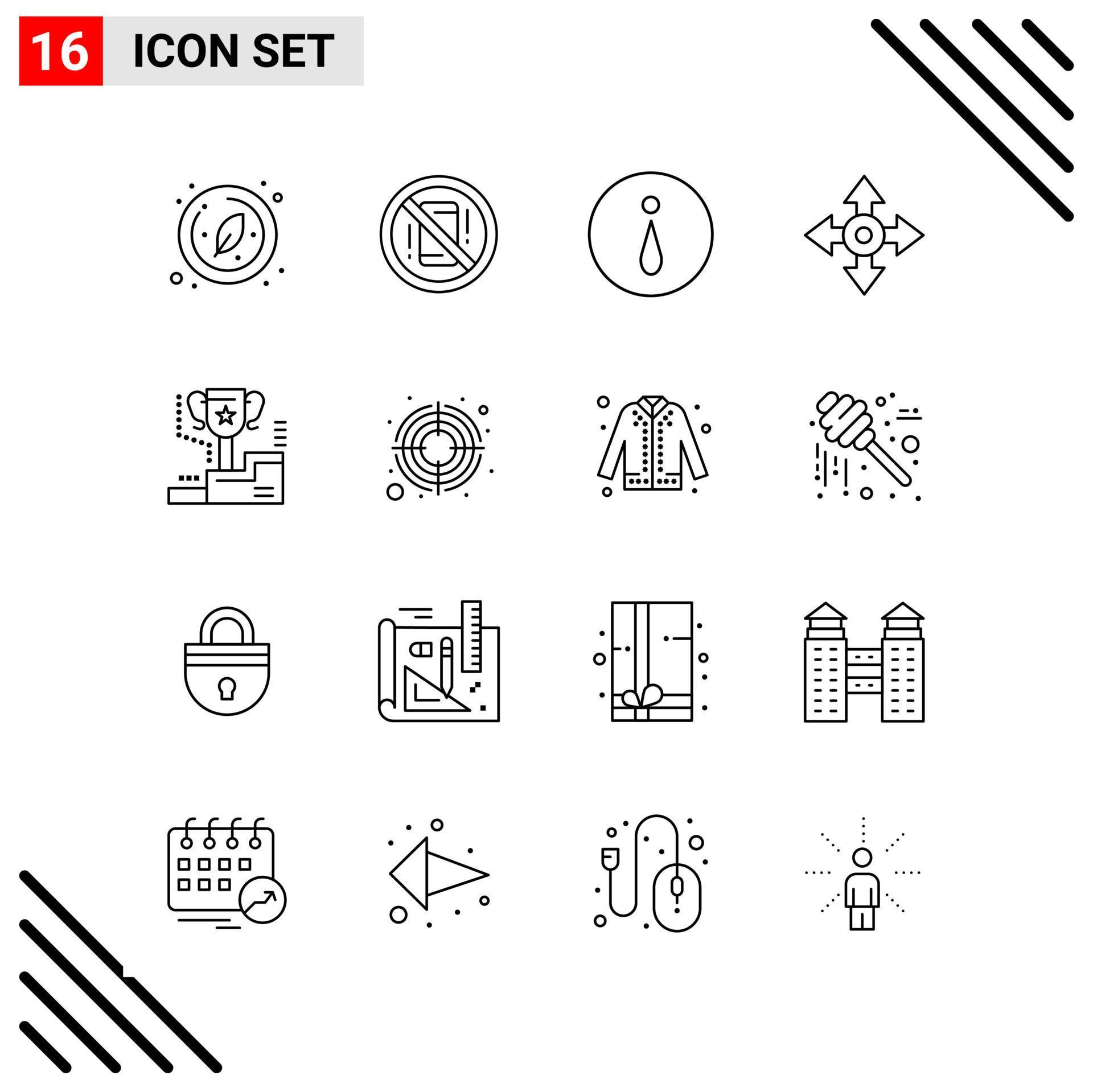 Pixle Perfect Set Of 16 Line Icons Outline Icon Set For Webite Designing And Mobile Applications