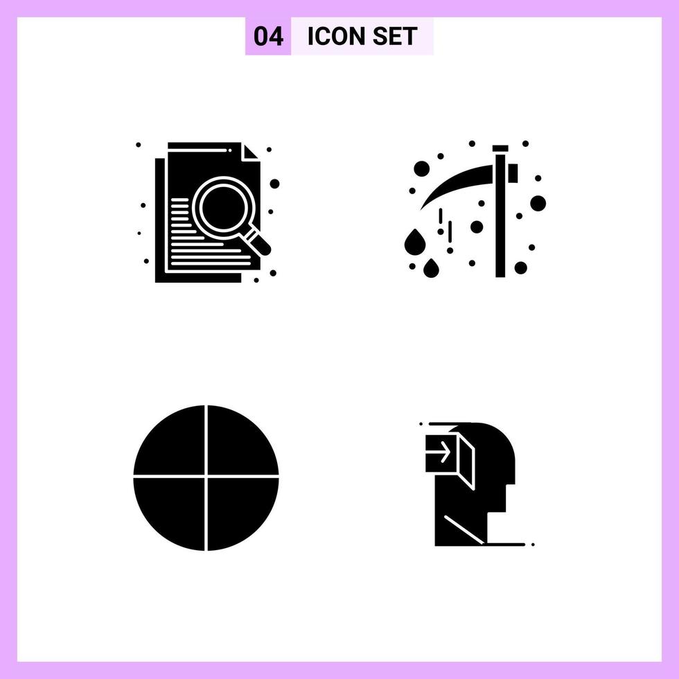 4 Icons in Solid Style Glyph Symbols on White Background Creative ...