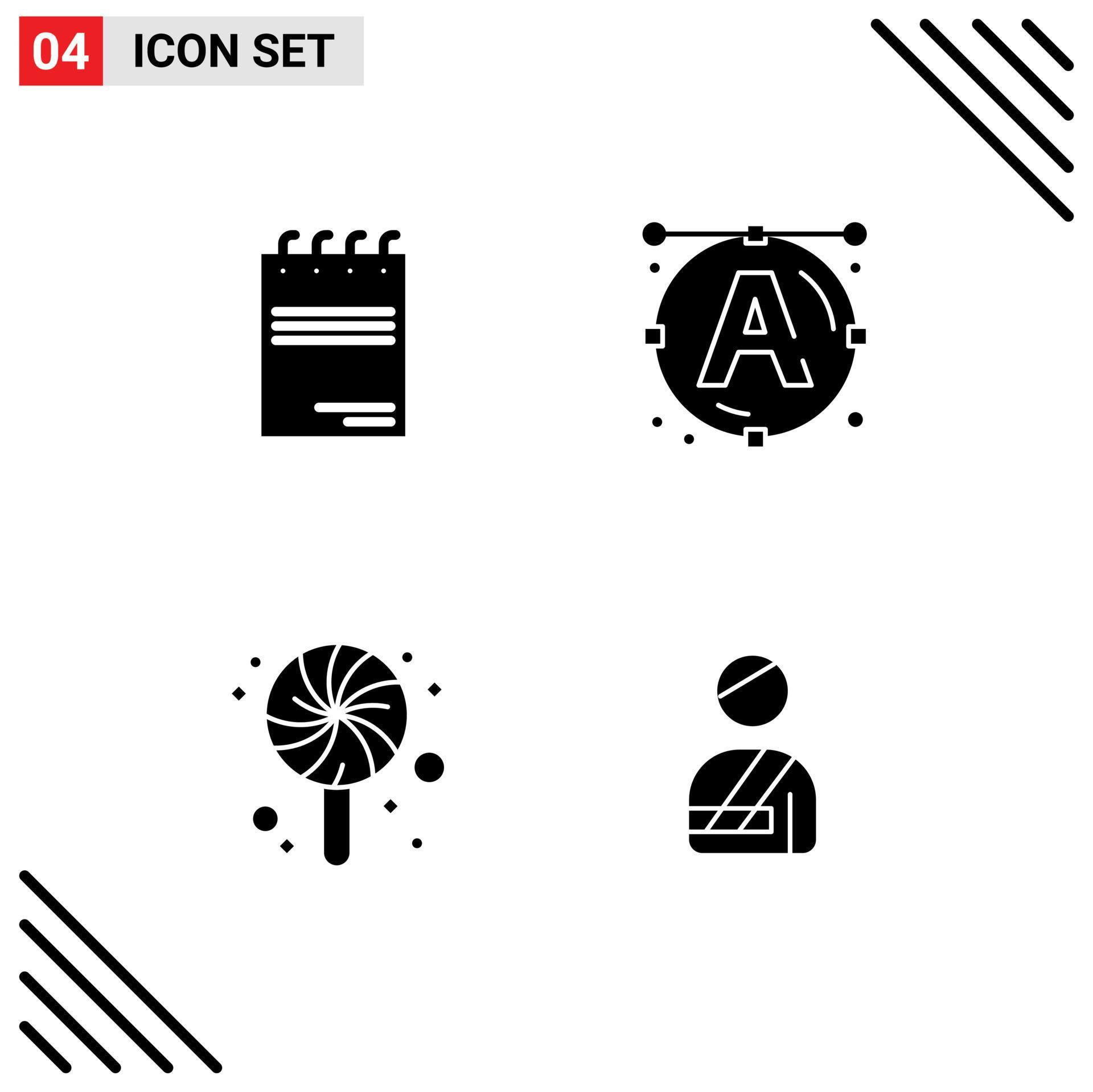 Solid Glyph Pack of Universal Symbols of notepad candy signature art ...