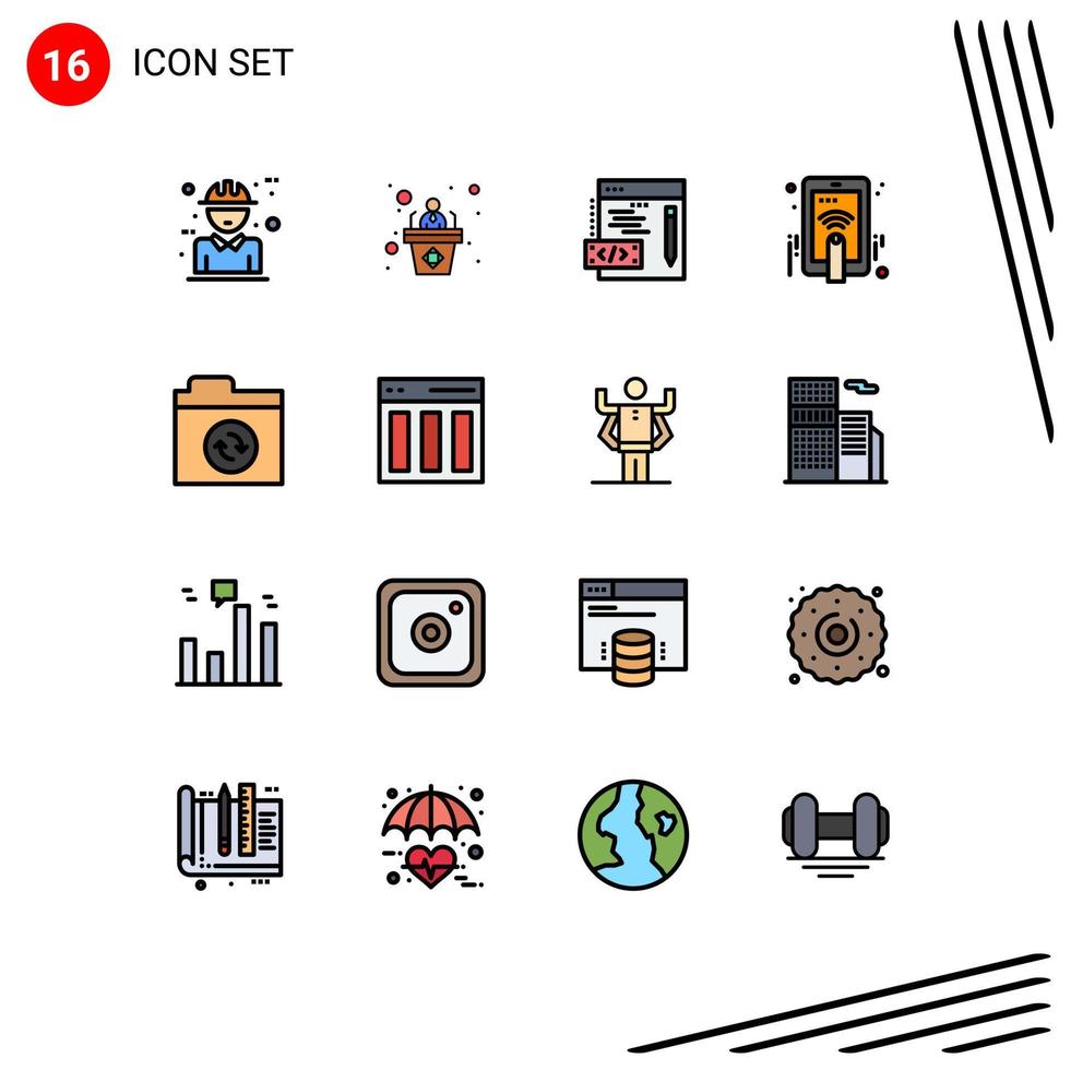 Editable Vector Line Pack of 16 Simple Flat Color Filled Lines of ...