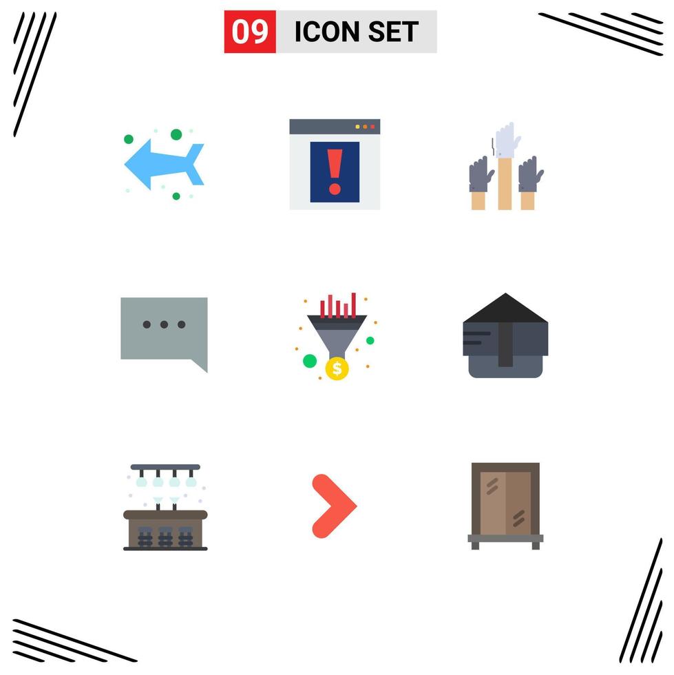 User Interface Pack Of 9 Basic Flat Colors Of Sales Filter Business Comment Bubble Editable