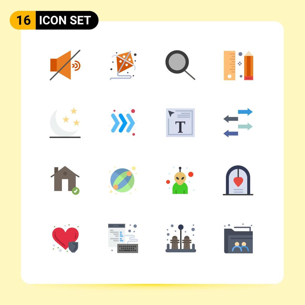 User Interface Pack Of 16 Basic Flat Colors Of Arrow Moon Coding Half Moon Programing Editable