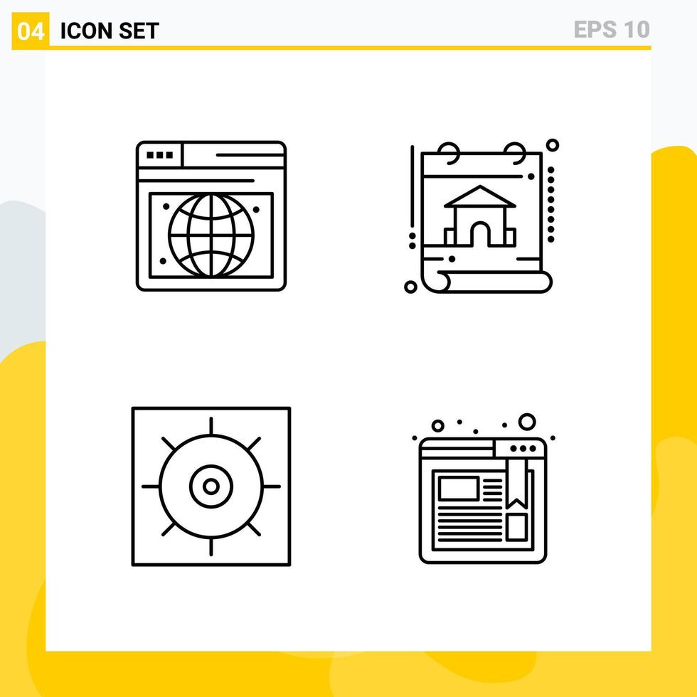 Collection of 4 Universal Line Icons Icon Set for Web and Mobile ...
