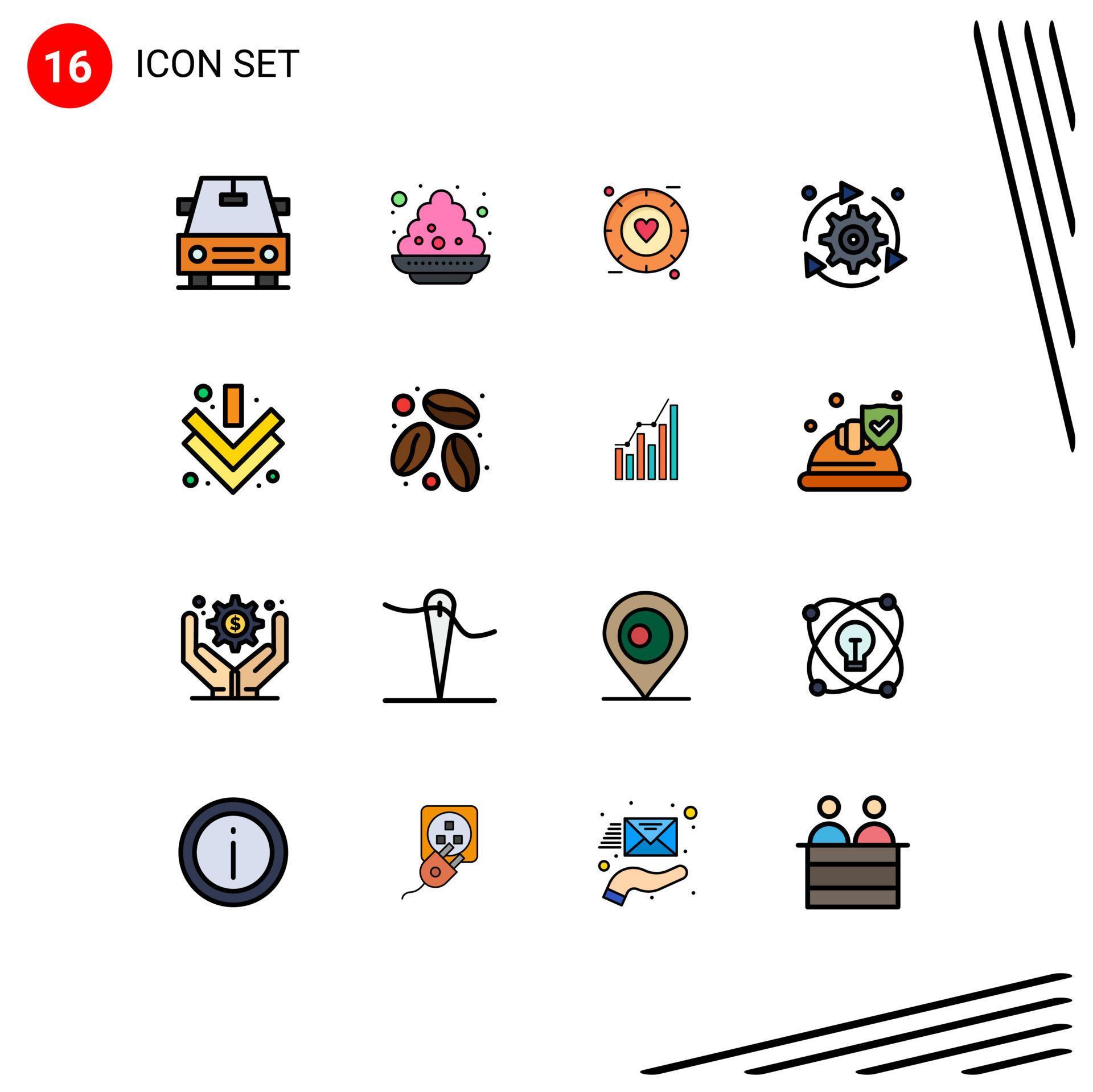 16 Flat Color Filled Line Concept For Websites Mobile And Apps Full