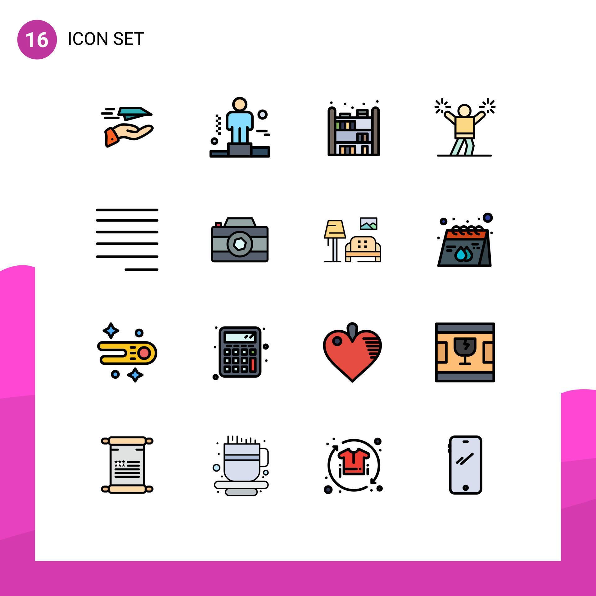 Editable Vector Line Pack Of 16 Simple Flat Color Filled Lines Of Left Fan Explanation Encourage