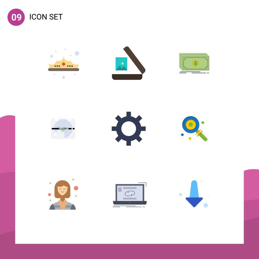 9 Universal Flat Colors Set For Web And Mobile Applications Setting Time Money Day Calendar