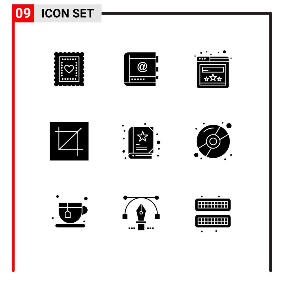 Pictogram Set of 9 Simple Solid Glyphs of layout design internet crop rating Editable Vector ...