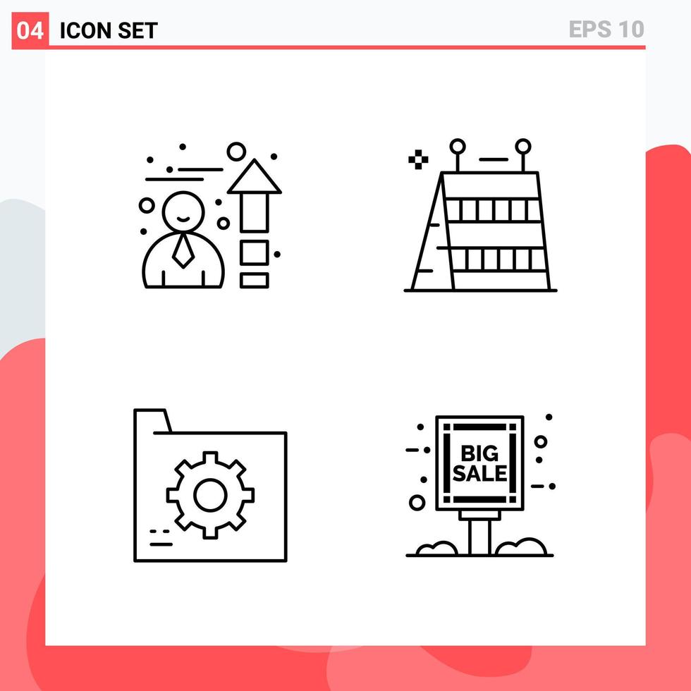 Collection of 4 Vector Icons in Line style Modern Outline Symbols for ...